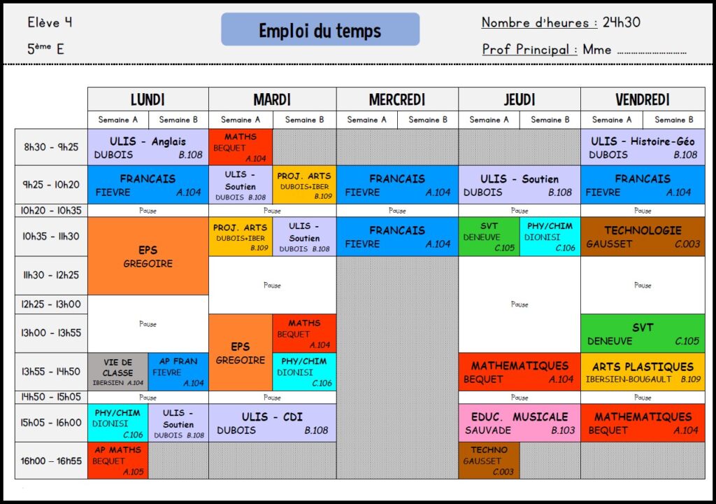 Emplois Du Temps Mimiclass